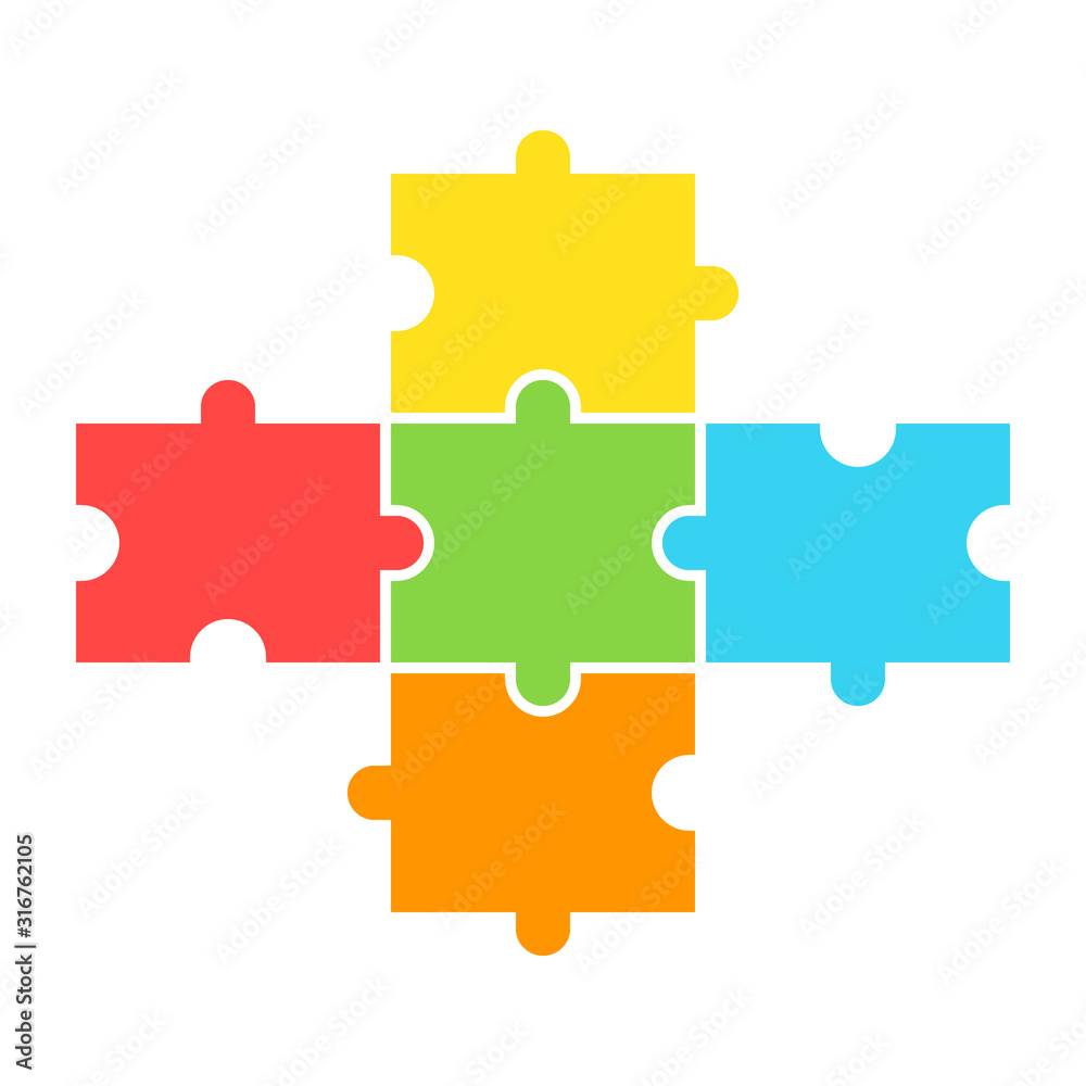 Puzzle 5 piece design. Clipart image isolated on white background Stock ...
