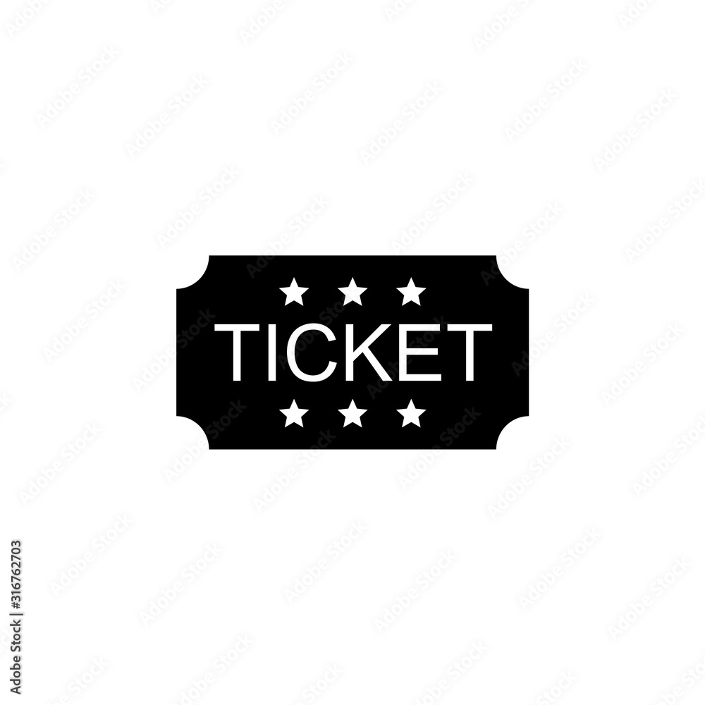 Raffle ticket silhouette icon. Clipart image isolated on white ...