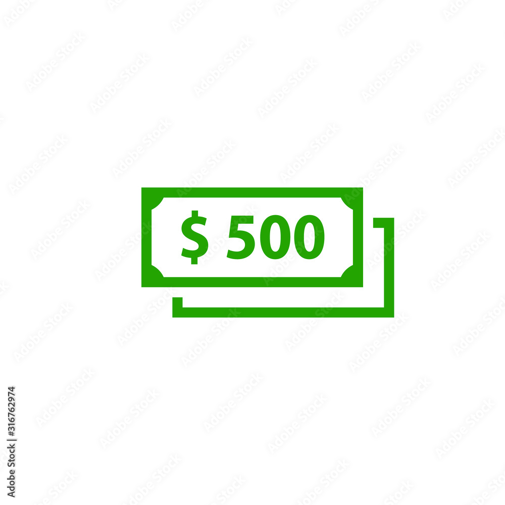 500 Cash icon. Clipart image isolated on white background Stock Vector ...