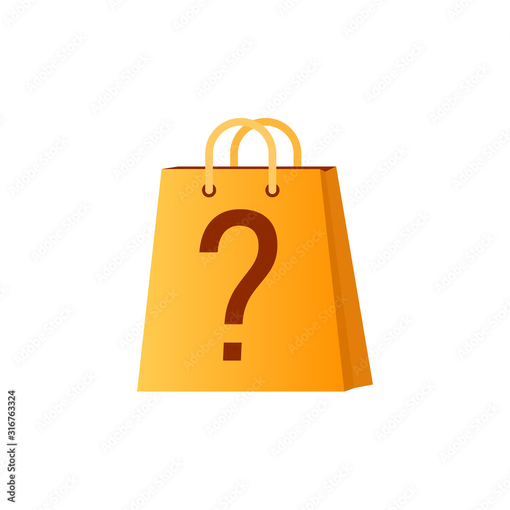 Mystery prize shopping bag icon. Clipart image isolated on white ...