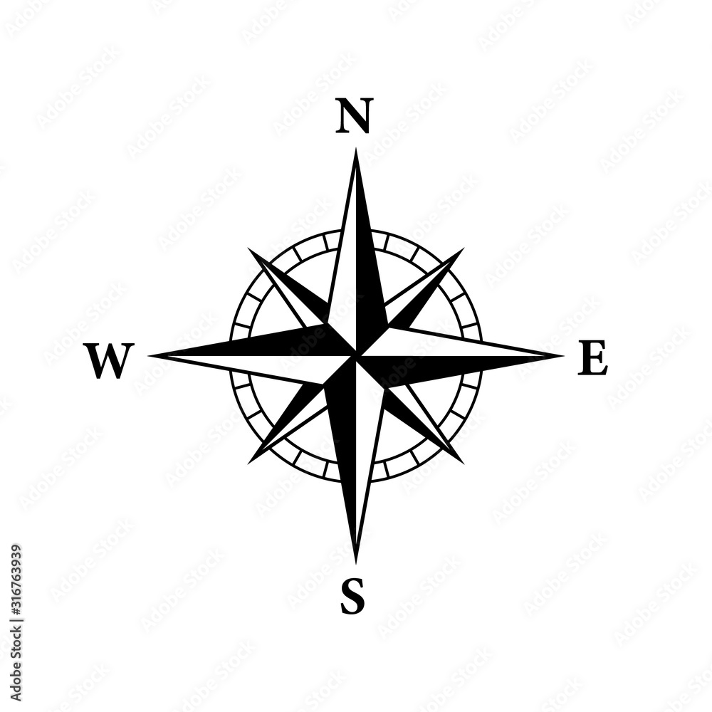 8 Point compass icon. Clipart image isolated on white background Stock ...