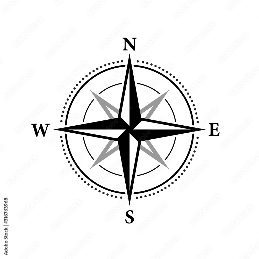 8 Point compass icon. Clipart image isolated on white background Stock ...