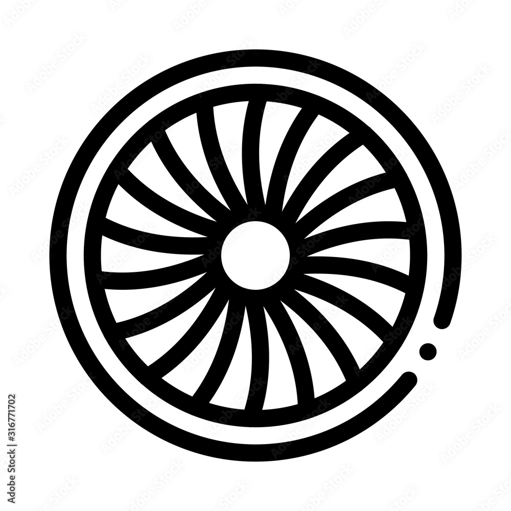 Turbine Engine Icon Vector. Outline Turbine Engine Sign. Isolated ...