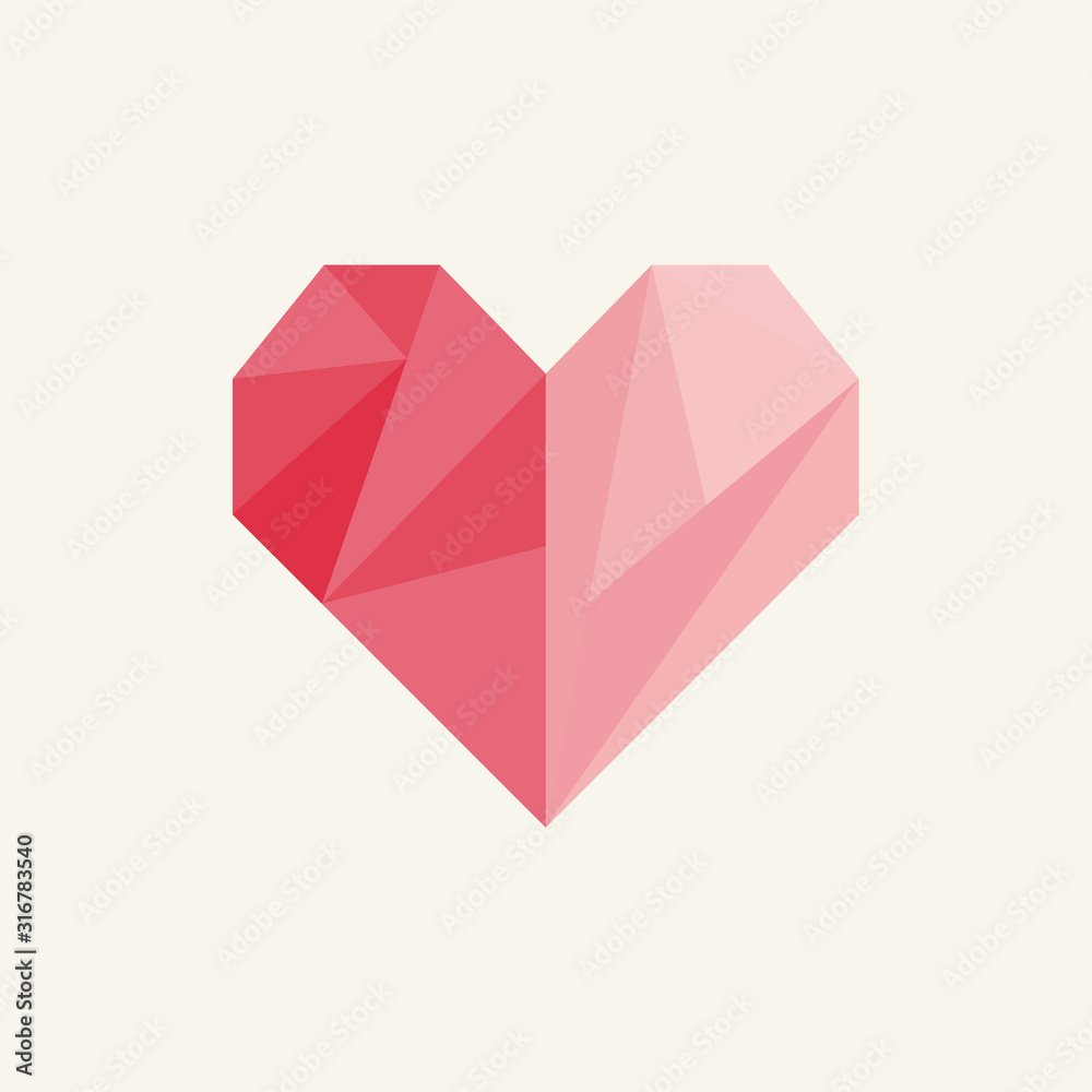 heart shape love origami logo Stock Vector | Adobe Stock