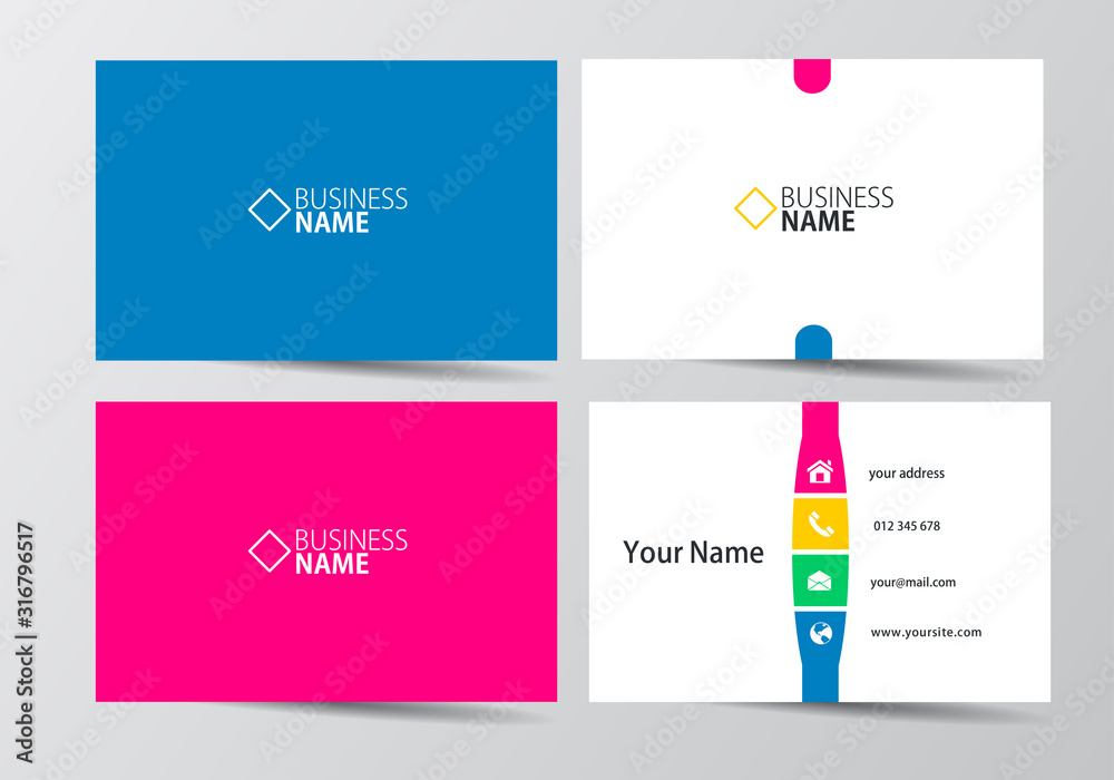 colorful business card. visiting card template two sides Stock Vector ...