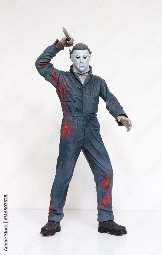 london, england, 05/05/2018 Michael myers serial killer action figure ...