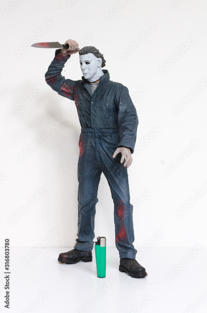 london, england, 05/05/2018 Michael myers serial killer action figure ...