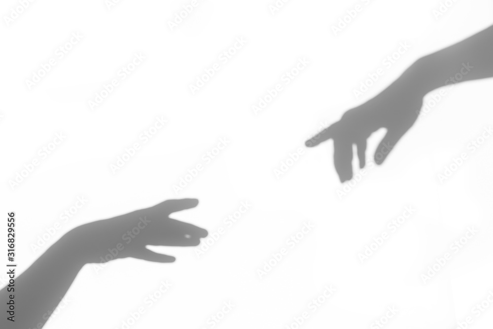 Overlay effect for photo. Renaissance hands shadows on white wall for ...