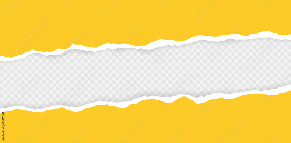 Ripped squared horizontal paper strips for text or message. Torn paper ...