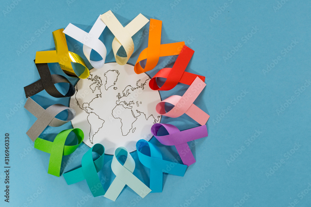 Ribbons World cancer day, February 4. Stock Photo | Adobe Stock