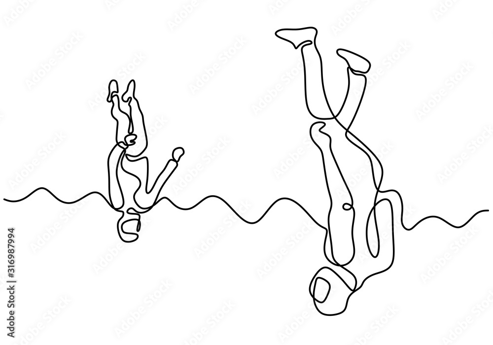 Skydiving one line drawing. Extreme sport people theme. Vector ...