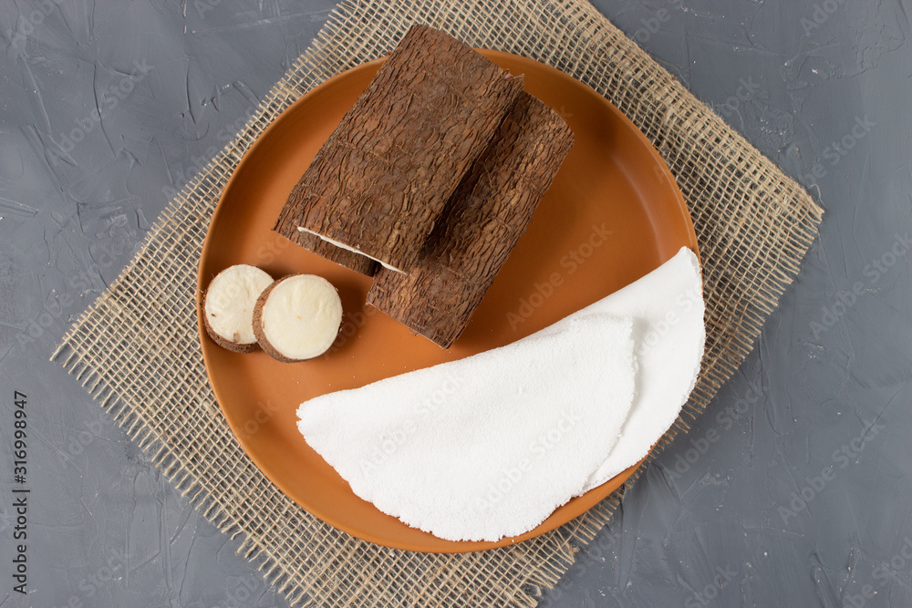 Tapioca, a traditional brazilian snack made from cassava flour. Cassava ...