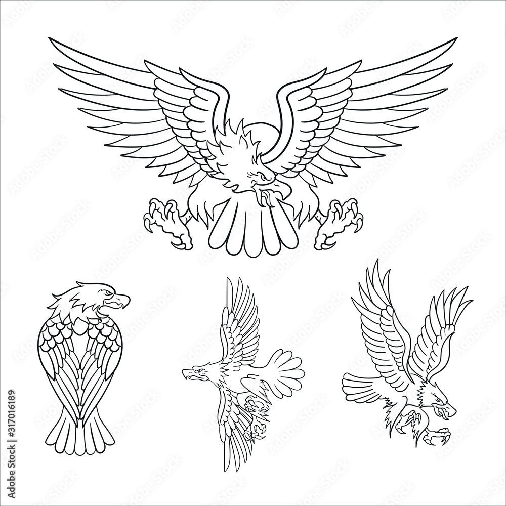 Classic retro eagles tattoo illustration design biker motorcycle art ...