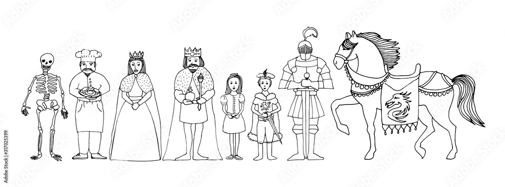 Children's fairytale set of royal family - king, queen, princess ...