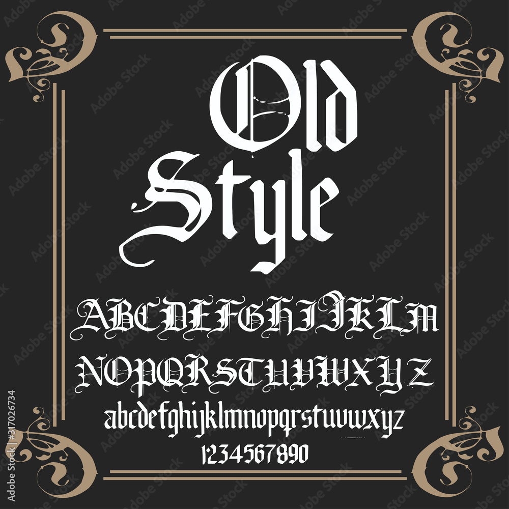 Font, Typeface, Script, Old style - vintage script font. Vector ...