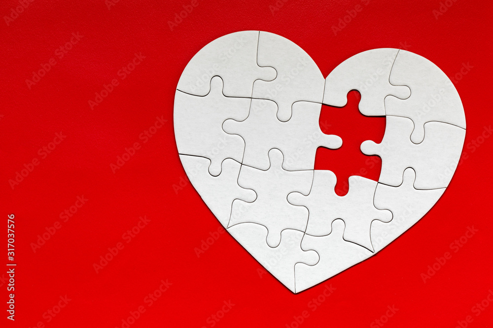 Photo Stock Heart object made of puzzle pieces. Make complete heart ...