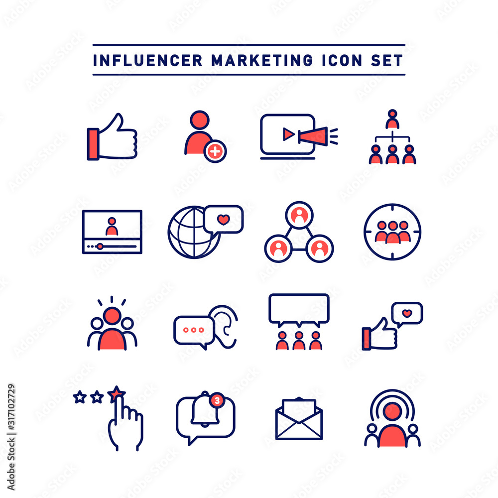 INFLUENCER MARKETING ICON SET Stock Vector | Adobe Stock