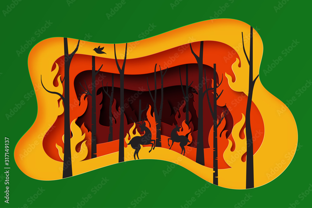 Stop forest fire poster for environment and ecology concept template ...