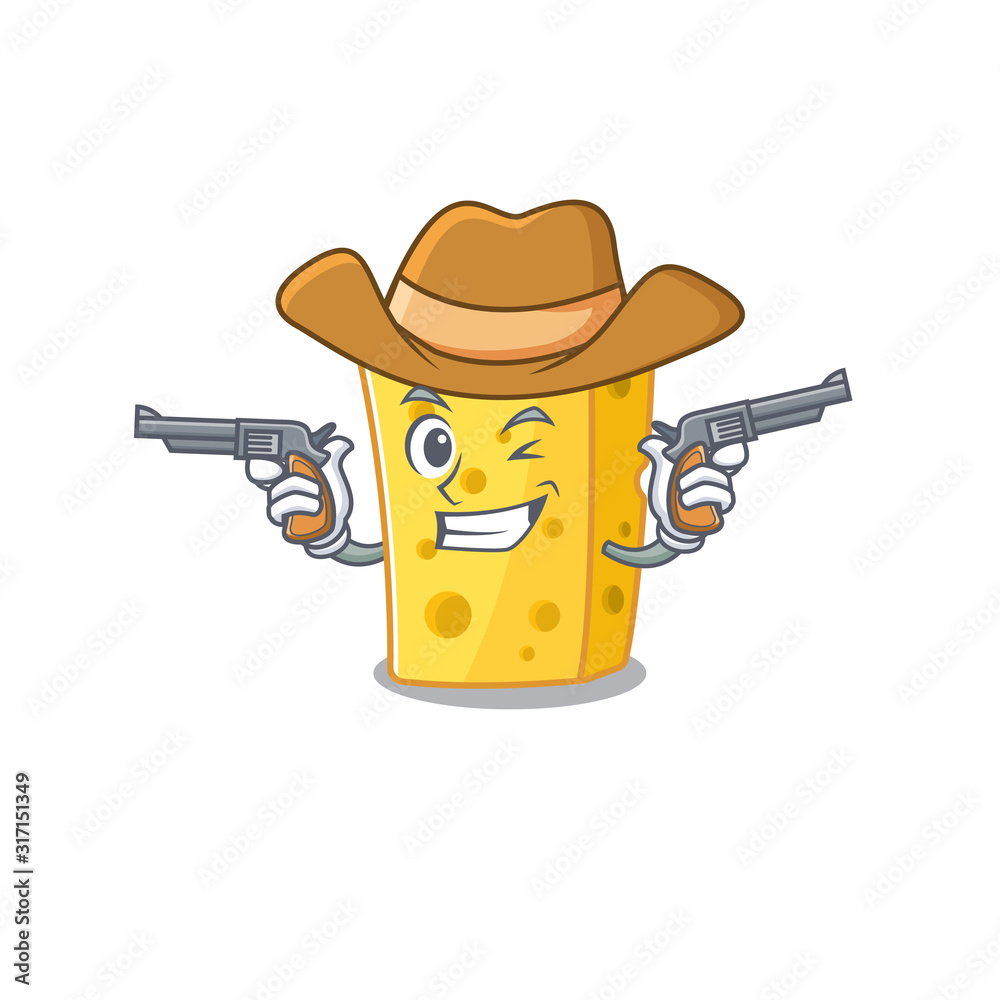 Emmental cheese dressed as a Cowboy having guns Stock Vector | Adobe Stock