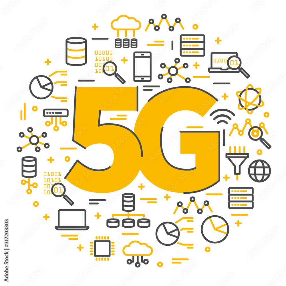 5G sign logo vector illustration. Technology network icons ...