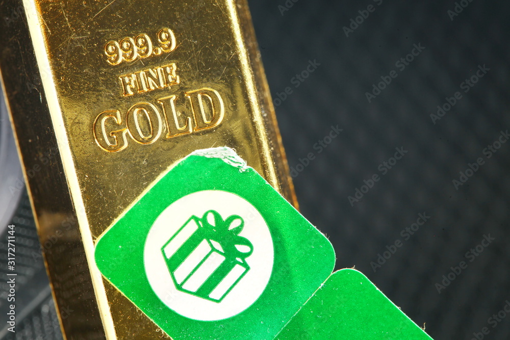 Plastic made gold bar style and price sticker gift symbol use for toy ...