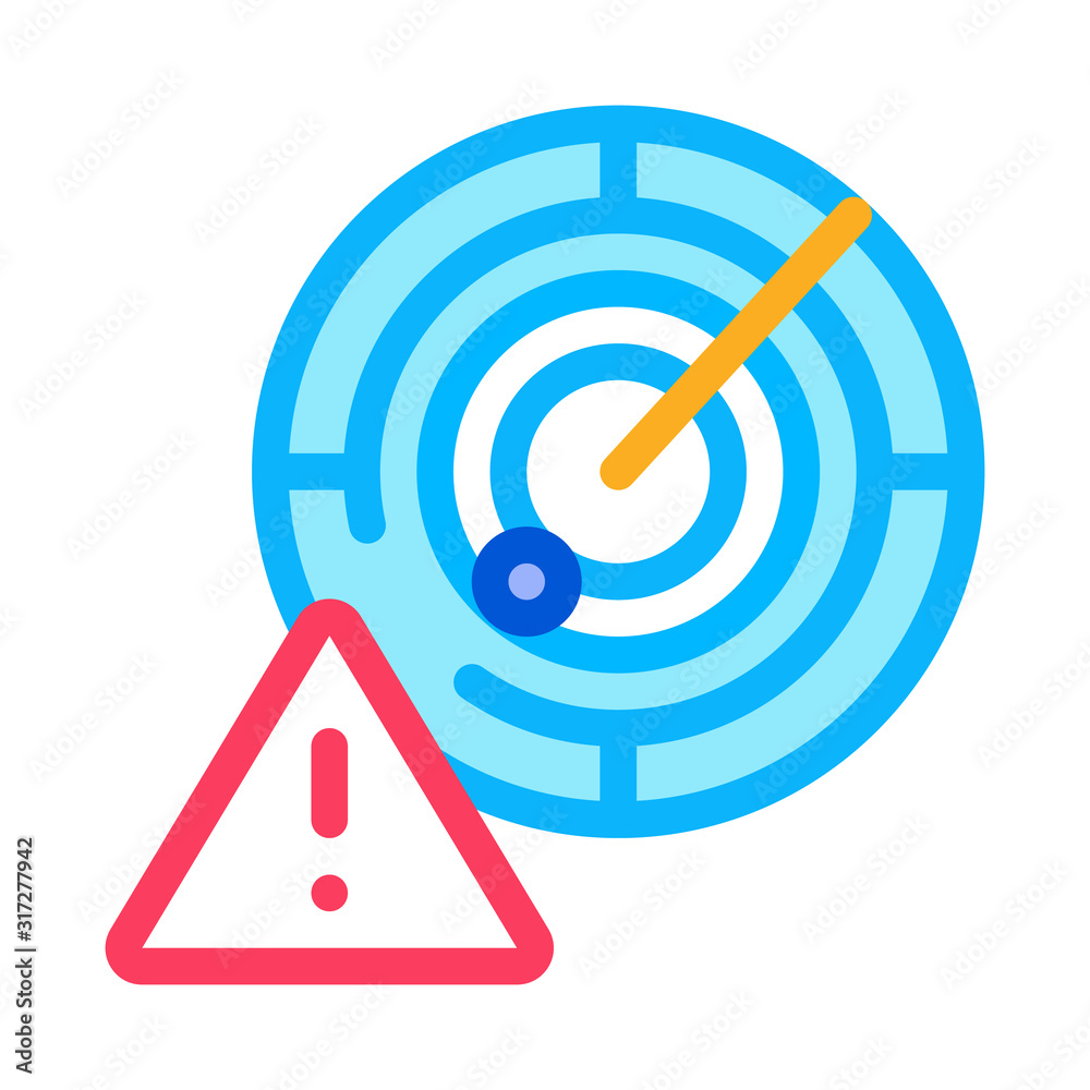 Caution Radar Icon Vector. Outline Caution Radar Sign. Isolated Contour ...