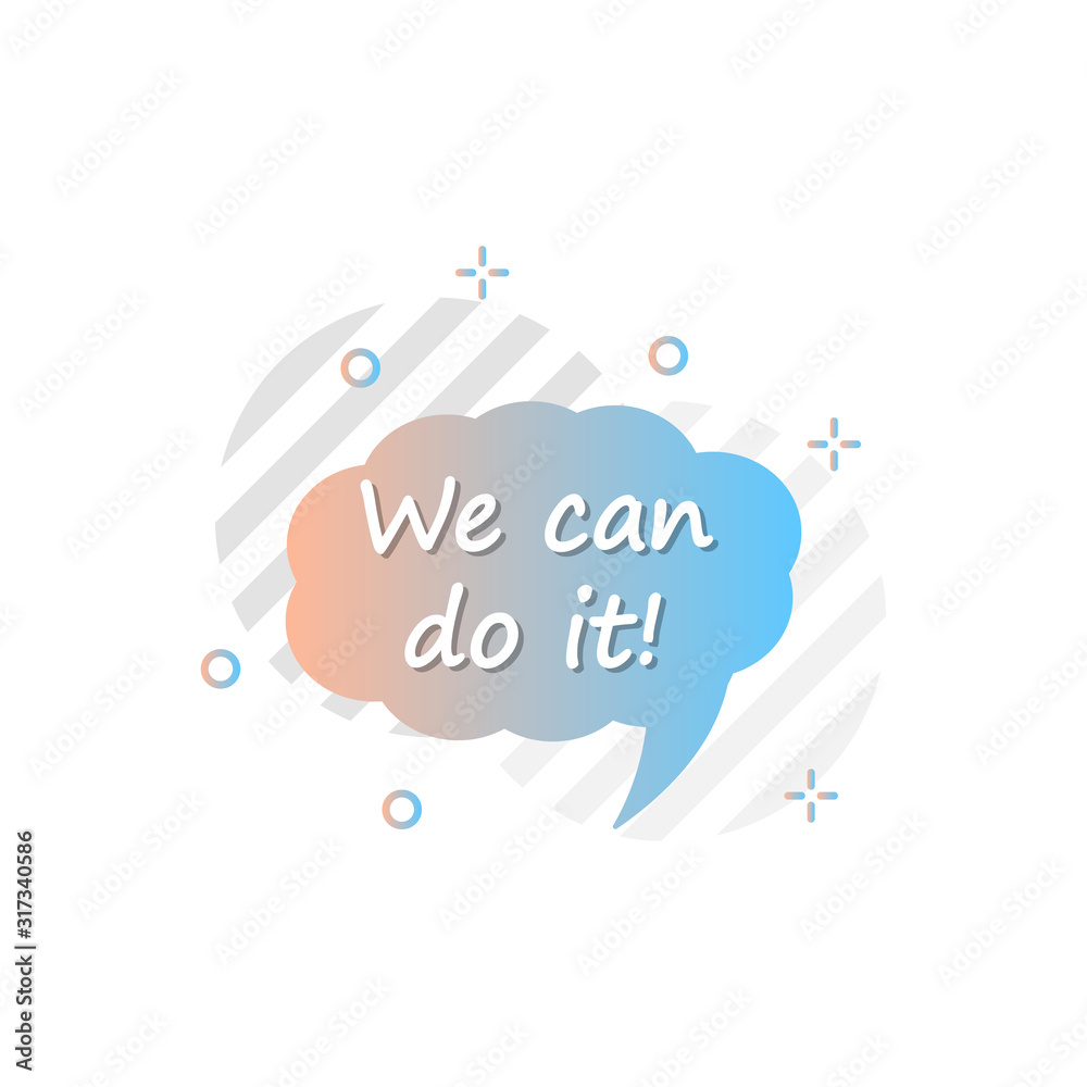 Bubble in blue, orange, we can do it icon. Simple colored outline ...