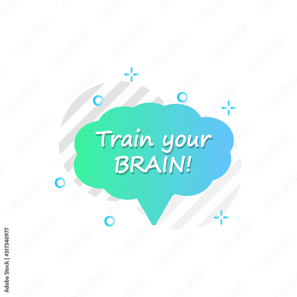 Bubble in turquoise, train your brain icon. Simple colored outline ...