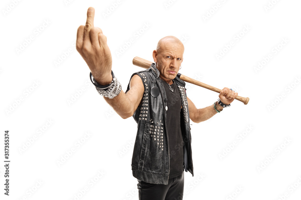 Angry punk showing a middle finger Stock Photo | Adobe Stock