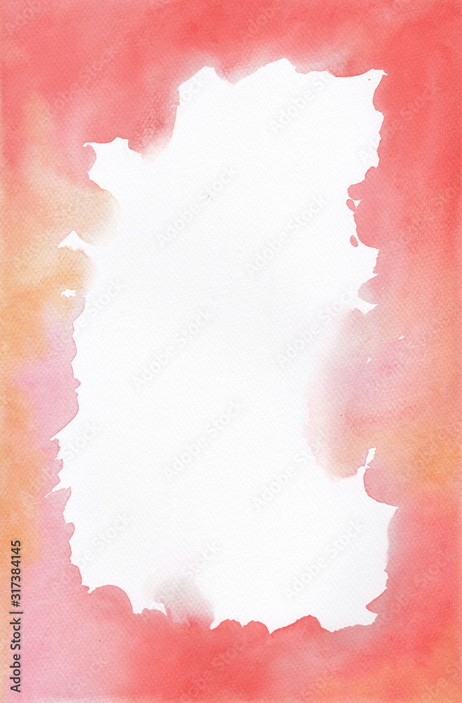 Frame border of abstract red - watercolor. Watercolor backdrop. Hand ...