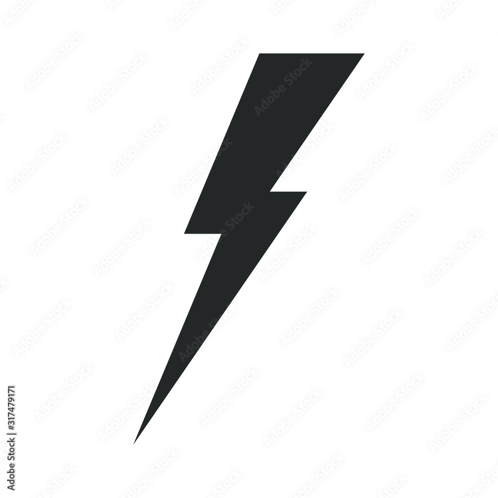 Lightning bolt graphic icon. Flash of lightning sign isolated on white ...