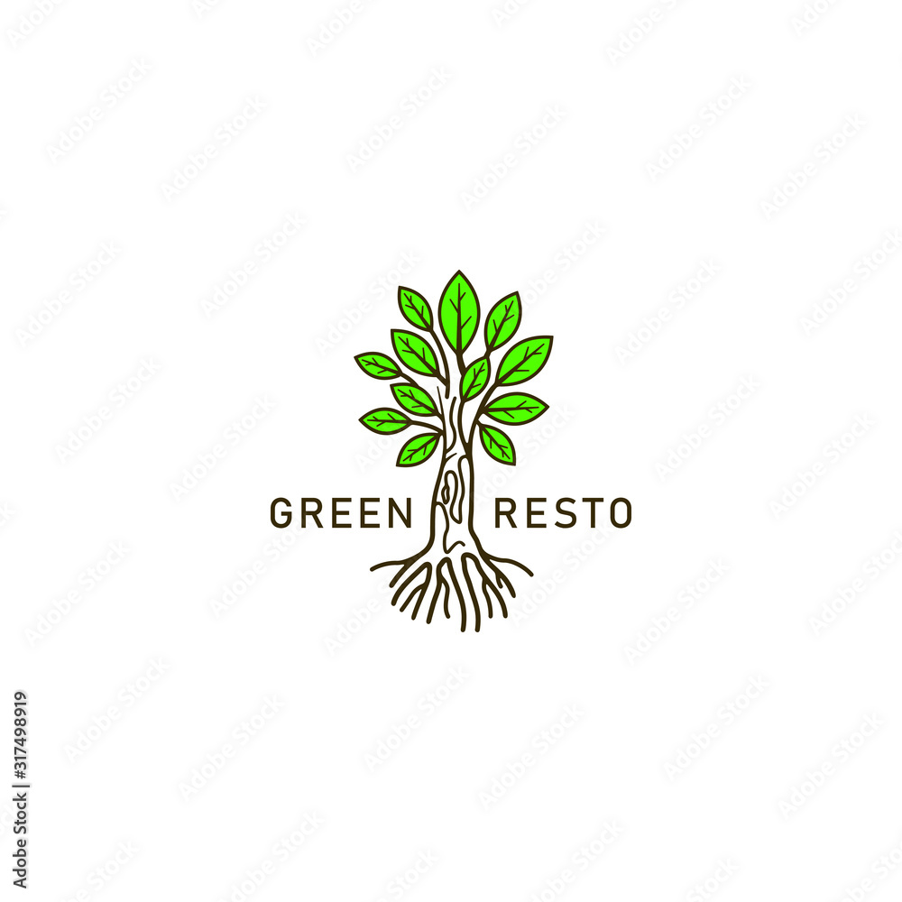 Green resto, vector logo design inspiration for restaurant or cafe ...