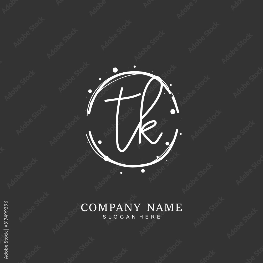 Handwritten initial letter T K TK for identity and logo. Vector logo ...