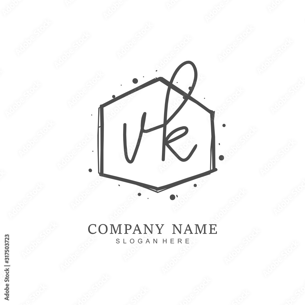 Handwritten initial letter V K VK for identity and logo. Vector logo ...
