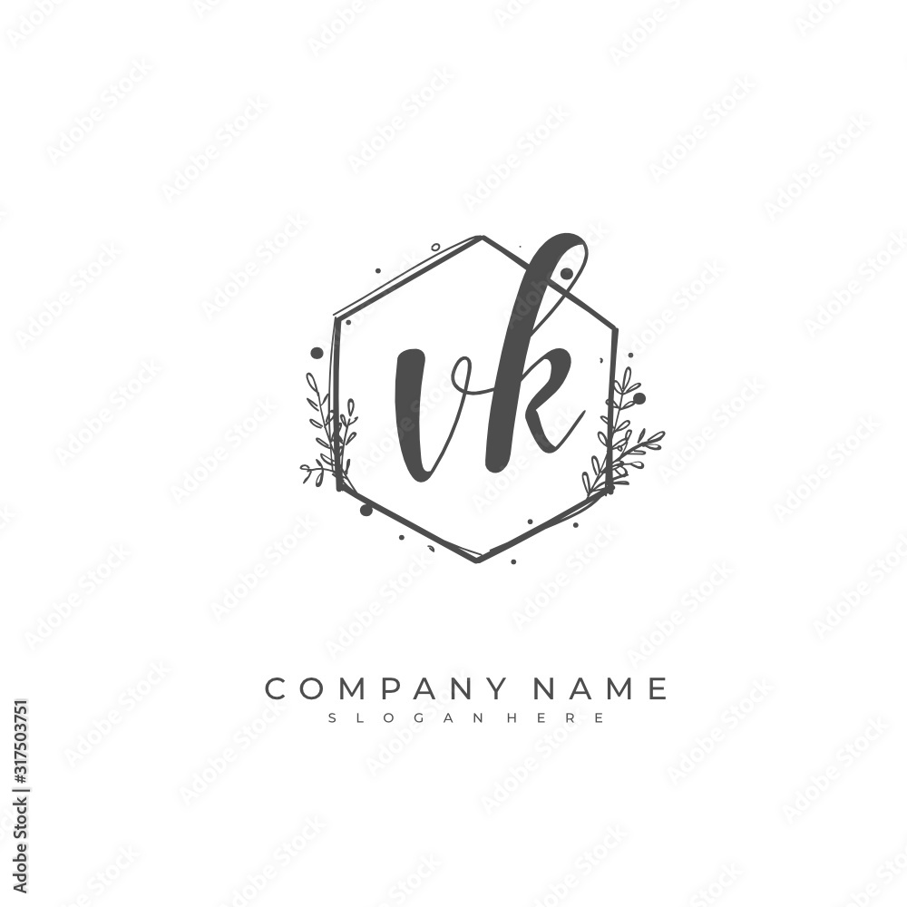 Handwritten initial letter V K VK for identity and logo. Vector logo ...
