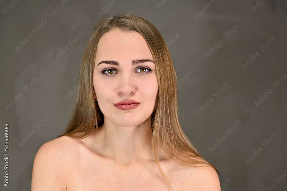 Horizontal beauty photo of a pretty girl with long hair and great ...