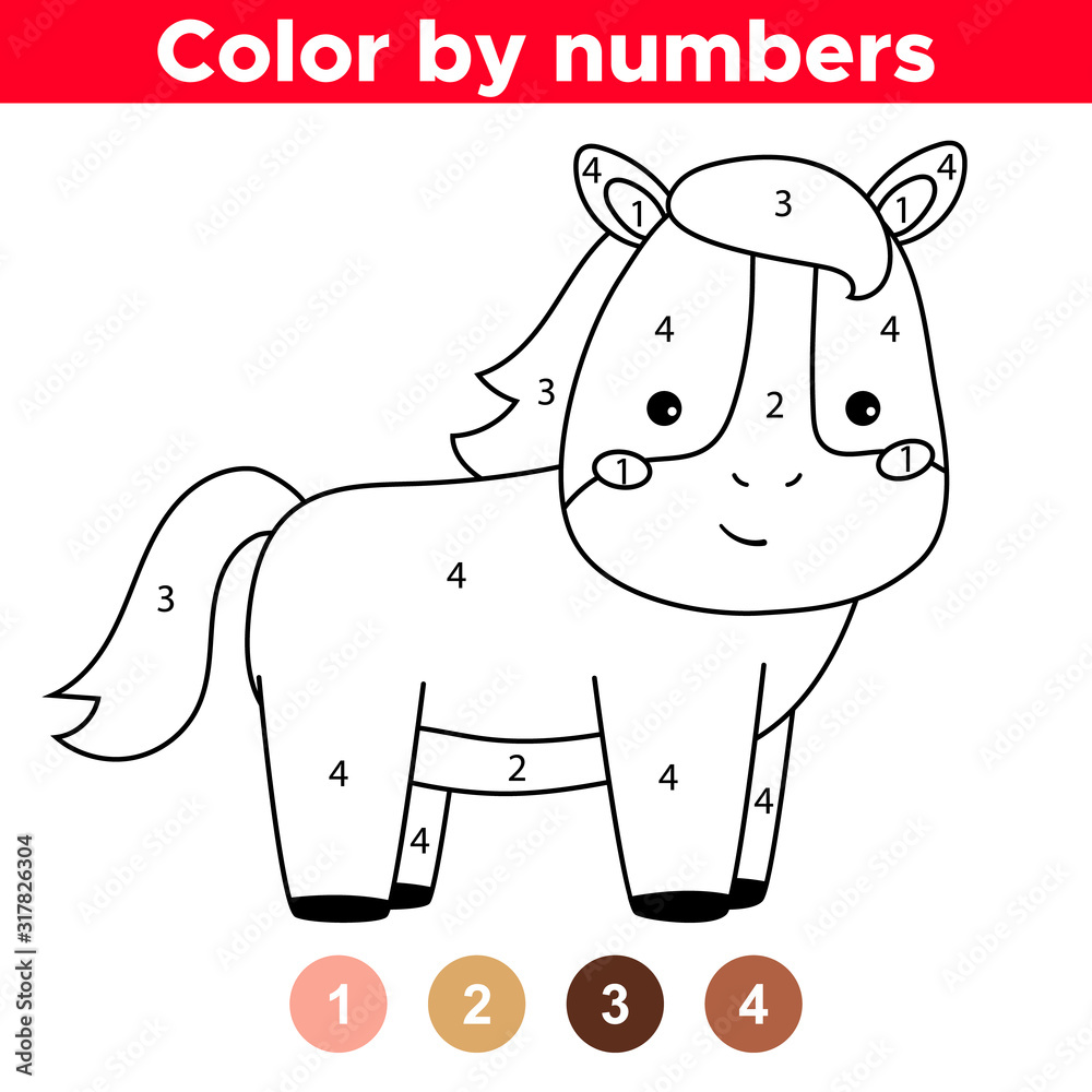 Educational game for preschool kids. Cute kawaii horse. Farm animals ...