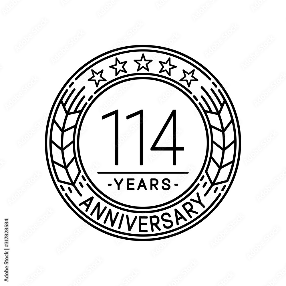 114 years anniversary logo template. 114th line art vector and ...