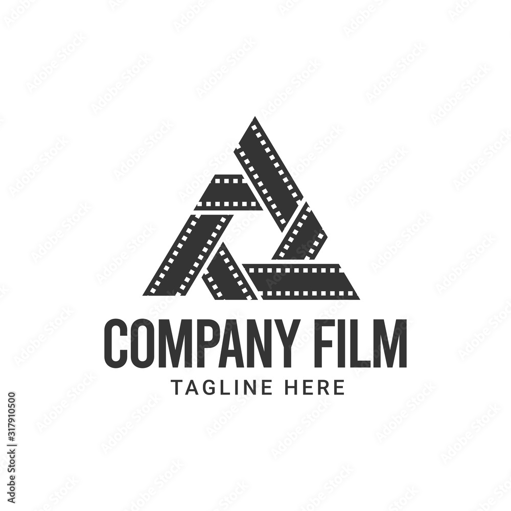 Triangle Element film maker logo design. Film strip with triangle ...