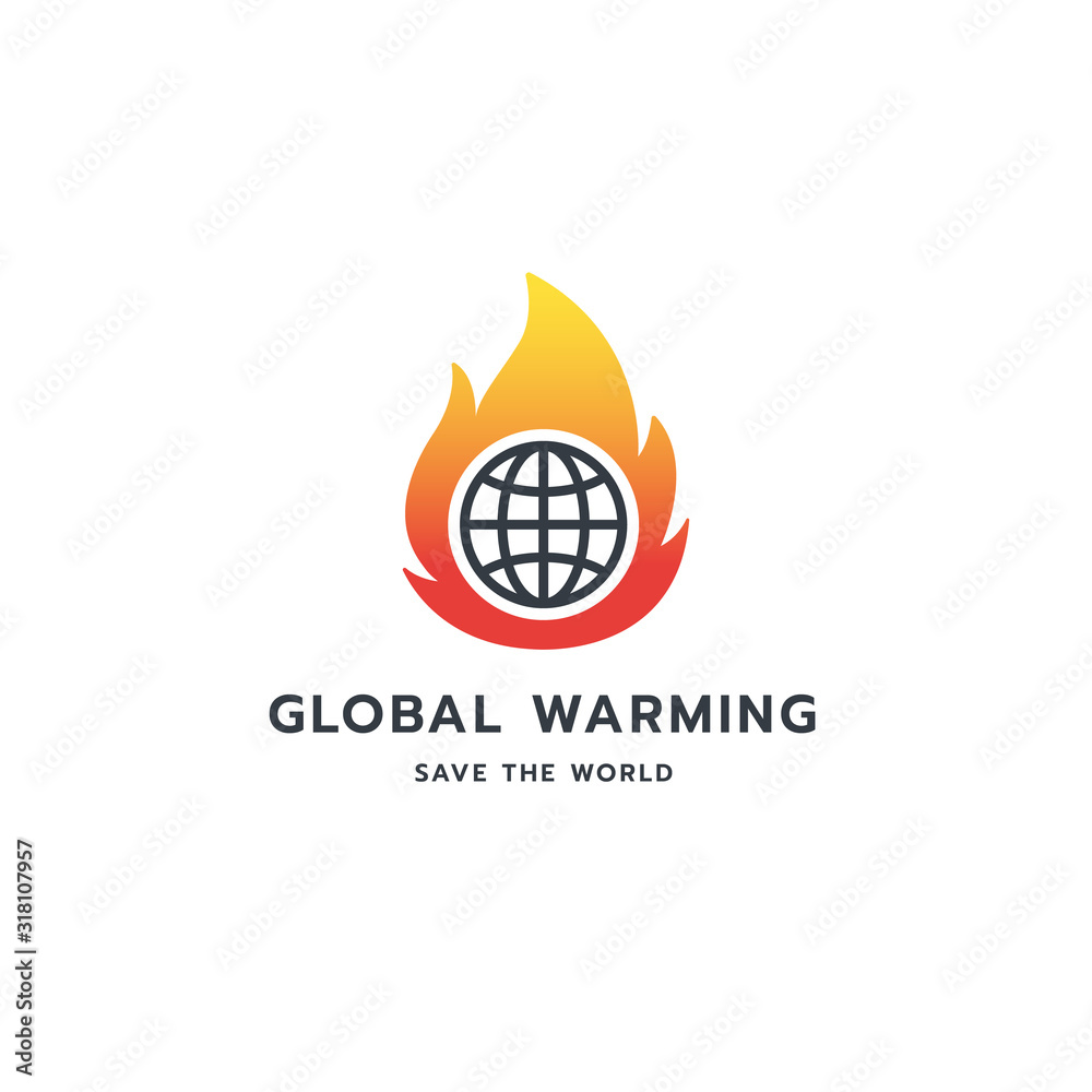 Global warming logo symbol design. Vector image with Earth globe and ...