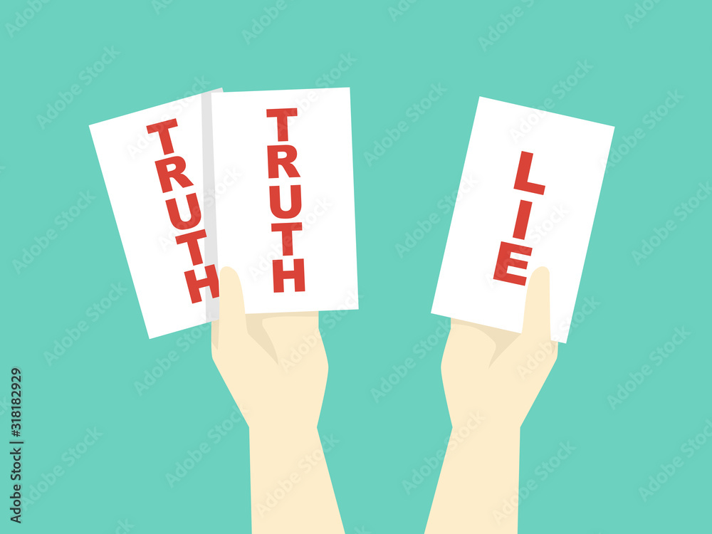 Hands Two Truths And Lie Game Illustration Stock Vector | Adobe Stock
