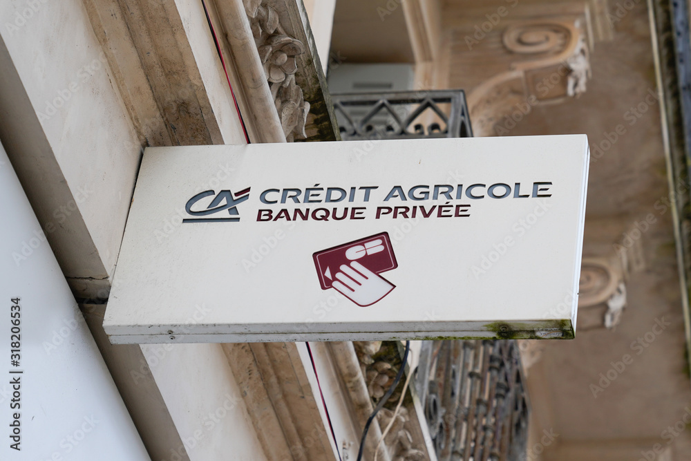 credit agricole banque privee store logo sign bank french office Stock ...
