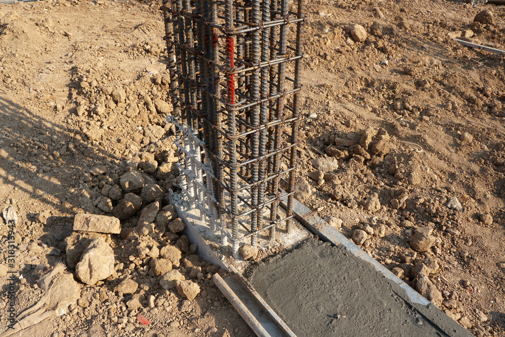 Fotografie Deformed bars for structural columns in concrete ...