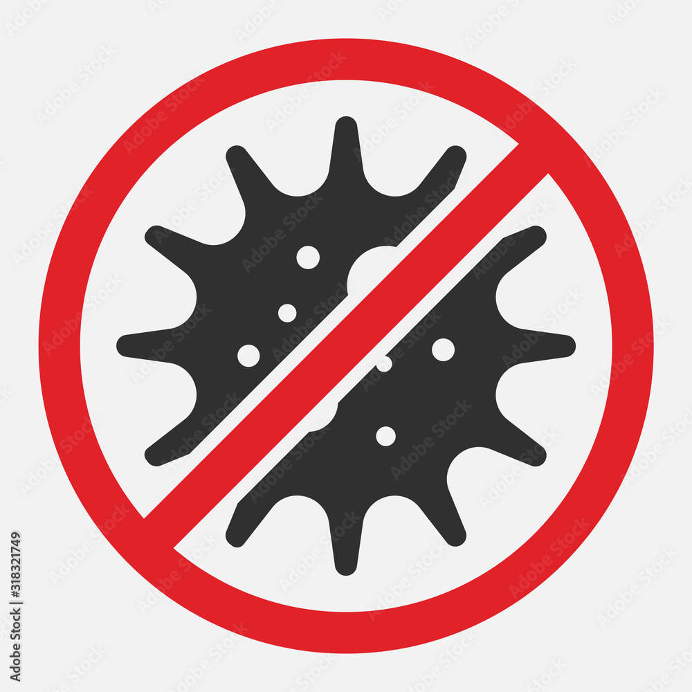 Stop sign of virus, bacteria, germs and microbe isolated on white ...