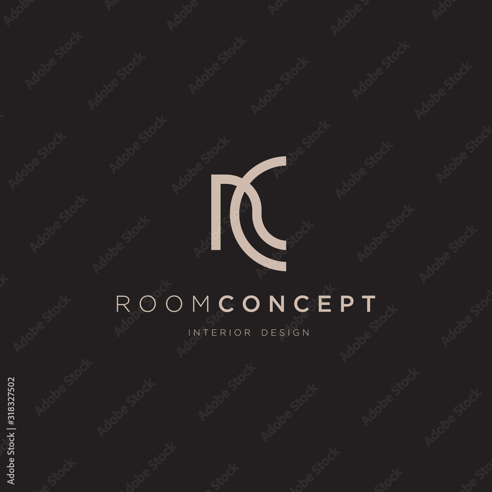 R C initial modern luxury monogram, elegant architecture logo template ...