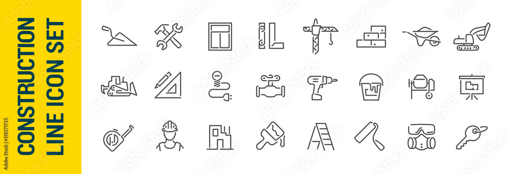 Building construction vector isolated line icon set Stock Vector ...