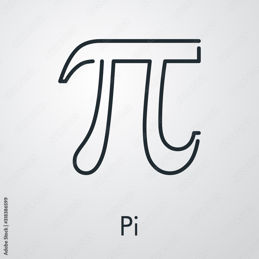 Símbolo matemático pi. Icono plano lineal en fondo gris Stock Vector ...