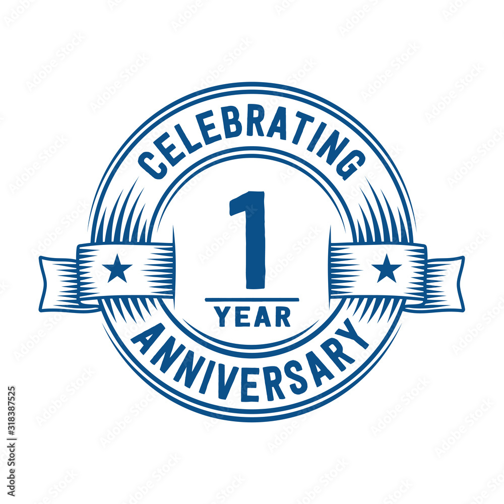 1 year logo design template. 1st anniversary vector and illustration ...