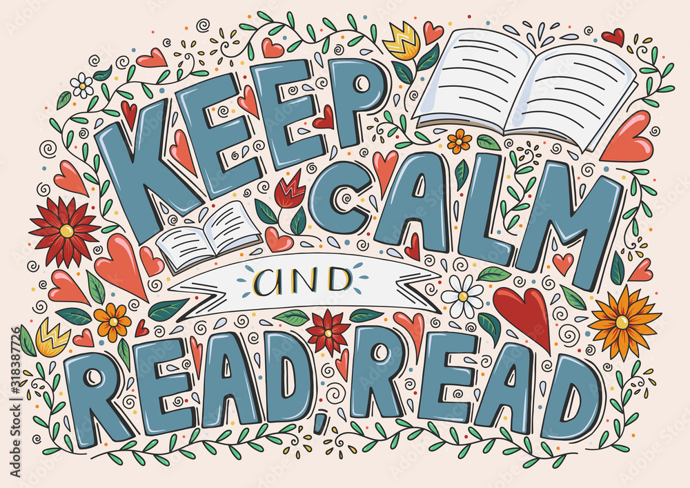 Keep calm and read a book inspirational motivational quote poster, hand ...