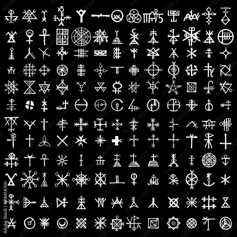Big set of esoteric symbol and alphabet on the theme of mysticism and ...